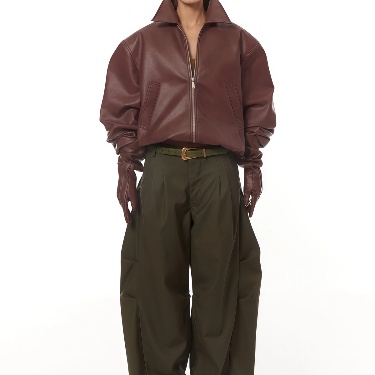 Virginia Burgundy Pebbled Leather Bomber Jacket – Relvoux Womenswear