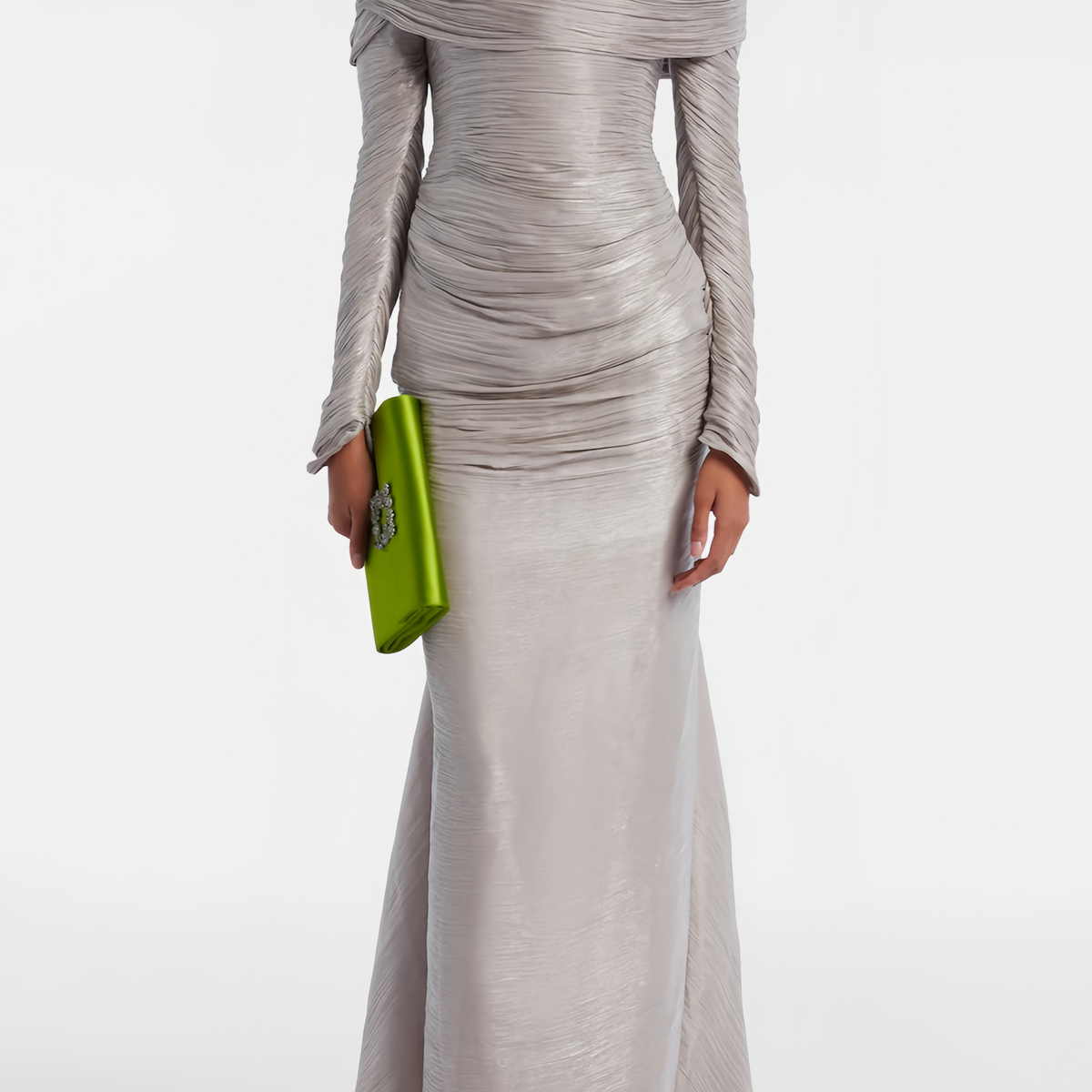 Fiona Silver Cape Pleated Maxi Dress – Relvoux Womenswear